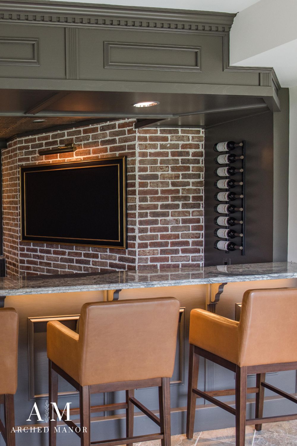 Urbane Bronze Paint Color on Cabinets - Arched Manor